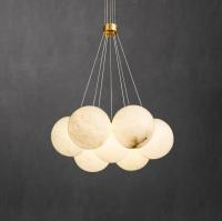 China Custom Round Alabaster Ball Stairs Decorative Chandelier Natural Marble Led Chandelier Lighting for sale