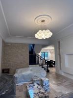 China Custom Round Alabaster Ball Stairs Decorative Chandelier Natural Marble Led Chandelier Lighting for sale