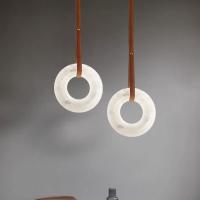 China Modern Simple Indoor Commercial Office Home Hanging Halo Ring Pendant Alabaster Chandelier for sale