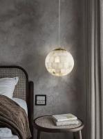 China Modern Light Luxury Natural Tooth Alabaster Chandelier Bedroom Living Room Restaurant Bar Cafe Decor Metal Globe Pendant Lamp for sale