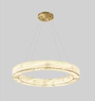 China Custom European Modern Unique Circle Ring Lighting White Natural Led Alabaster Chandelier For Living Room Dining Room for sale