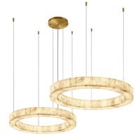 China Custom European Modern Unique Circle Ring Lighting White Natural Led Alabaster Chandelier For Living Room Dining Room for sale