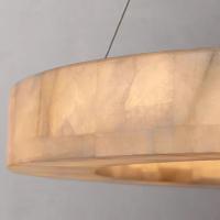 China Custom European Modern Unique Circle Ring Lighting White Natural Led Alabaster Chandelier For Living Room Dining Room for sale