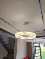 China Custom European Modern Unique Circle Ring Lighting White Natural Led Alabaster Chandelier For Living Room Dining Room for sale