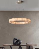 China Custom European Modern Unique Circle Ring Lighting White Natural Led Alabaster Chandelier For Living Room Dining Room for sale