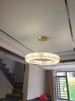 China Custom European Modern Unique Circle Ring Lighting White Natural Led Alabaster Chandelier For Living Room Dining Room for sale