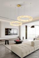 China Custom European Modern Unique Circle Ring Lighting White Natural Led Alabaster Chandelier For Living Room Dining Room for sale