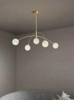 China Postmodern Creative Fashion Brass Living Room Chandelier Simplicity Light Luxury Hotel Bedroom Alabaster Pendant Light for sale