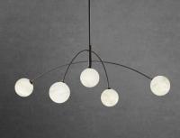 China Postmodern Creative Fashion Brass Living Room Chandelier Simplicity Light Luxury Hotel Bedroom Alabaster Pendant Light for sale