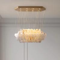 China Minimalist Rectangular Alabaster Chandelier Home Decoration Lighting Hotel Restaurant Modern Design Marble Pendant Lamp for sale