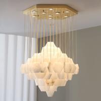 China Minimalist Rectangular Alabaster Chandelier Home Decoration Lighting Hotel Restaurant Modern Design Marble Pendant Lamp for sale