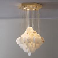 China Minimalist Rectangular Alabaster Chandelier Home Decoration Lighting Hotel Restaurant Modern Design Marble Pendant Lamp for sale