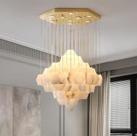 China Minimalist Rectangular Alabaster Chandelier Home Decoration Lighting Hotel Restaurant Modern Design Marble Pendant Lamp for sale