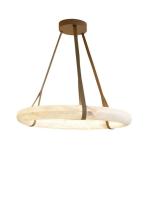 China Luxury Leather Chandelier Marble Circle Kitchen Living Room Creative Art Alabaster Light Hanging Lamp for sale