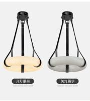 China Luxury Leather Chandelier Marble Circle Kitchen Living Room Creative Art Alabaster Light Hanging Lamp for sale