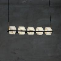 China Alabaster Copper Chandelier Modern Luxury Living Room Dining Room Lamp Simple Creative Designer Teahouse Study Lamp for sale
