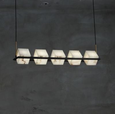 China Alabaster Copper Chandelier Modern Luxury Living Room Dining Room Lamp Simple Creative Designer Teahouse Study Lamp for sale