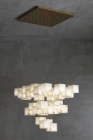 China Custom Luxury Alabaster Chandelier Modern Style Villa High Ceiling Hotel Lobby Spiral Staircase Chandelier for sale