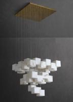 China Custom Luxury Alabaster Chandelier Modern Style Villa High Ceiling Hotel Lobby Spiral Staircase Chandelier for sale
