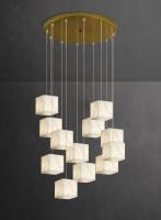 China Custom Luxury Alabaster Chandelier Modern Style Villa High Ceiling Hotel Lobby Spiral Staircase Chandelier for sale