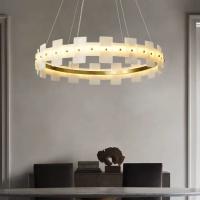 China Home Decor Circle LED Luxury Modern Pendant Light Chandelier Alabaster Lighting Products for sale