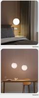 China Nordic Modern Hotel Lighting Brass Copper Chandelier Lamp White Glass Ball Led Pendant Light for sale