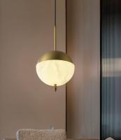 China Luxury Nordic Marble Pendant Light Home Decoration Villa Living Room Spherical Chandelier Bedroom Coffee Shop Alabaster Lamp for sale