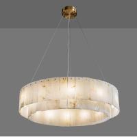 China All Copper Light Luxury Natural Marble Creative New Chinese Model Living Room Dining Room Circular Chandelier for sale