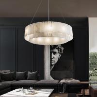 China All Copper Light Luxury Natural Marble Creative New Chinese Model Living Room Dining Room Circular Chandelier for sale