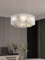 China All Copper Light Luxury Natural Marble Creative New Chinese Model Living Room Dining Room Circular Chandelier for sale