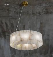 China All Copper Light Luxury Natural Marble Creative New Chinese Model Living Room Dining Room Circular Chandelier for sale