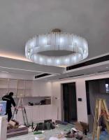 China All Copper Light Luxury Natural Marble Creative New Chinese Model Living Room Dining Room Circular Chandelier for sale