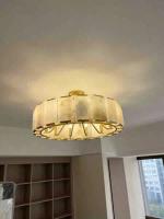 China Modern Luxury Chandelier Home Living Room Bedroom Natural Marble Black Gold Dual Color Copper Frame Alabaster Pendent for sale