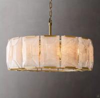 China Modern Luxury Chandelier Home Living Room Bedroom Natural Marble Black Gold Dual Color Copper Frame Alabaster Pendent for sale
