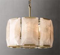 China Modern Luxury Chandelier Home Living Room Bedroom Natural Marble Black Gold Dual Color Copper Frame Alabaster Pendent for sale