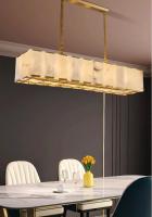 China Modern Luxury Chandelier Home Living Room Bedroom Natural Marble Black Gold Dual Color Copper Frame Alabaster Pendent for sale