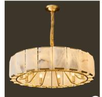 China Modern Luxury Chandelier Home Living Room Bedroom Natural Marble Black Gold Dual Color Copper Frame Alabaster Pendent for sale