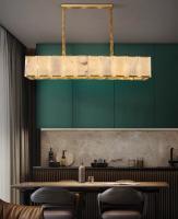 China Modern Luxury Chandelier Home Living Room Bedroom Natural Marble Black Gold Dual Color Copper Frame Alabaster Pendent for sale