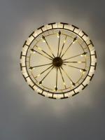 China Modern Luxury Chandelier Home Living Room Bedroom Natural Marble Black Gold Dual Color Copper Frame Alabaster Pendent for sale