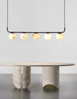 China Wholesale Iron Modern Restaurant Pendant Lamp For Bedroom Bedside Dinning Room Luxury Alabaster Marble Ball Pendant Light for sale