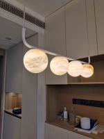 China Wholesale Iron Modern Restaurant Pendant Lamp For Bedroom Bedside Dinning Room Luxury Alabaster Marble Ball Pendant Light for sale