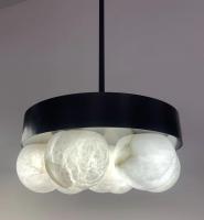 China Modern Nordic Marble Chandelier Designer High-end Minimalist Living Room Alabaster Light All Copper Dining Room Bedroom Lamp for sale