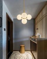 China Modern Round Alabaster Pendant Lamp Dining Room Living Romm Bedside Luxury Decorate Chandelier for sale