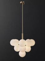 China Luxury Home Decoration Alabaster Ball Modern Nordic Copper Chandelier Pendant Lights For Living Room Restaurant for sale
