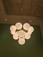 China Luxury Home Decoration Alabaster Ball Modern Nordic Copper Chandelier Pendant Lights For Living Room Restaurant for sale