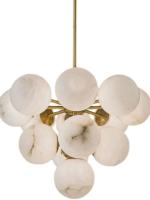 China Luxury Home Decoration Alabaster Ball Modern Nordic Copper Chandelier Pendant Lights For Living Room Restaurant for sale