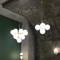 China Luxury Home Decoration Alabaster Ball Modern Nordic Copper Chandelier Pendant Lights For Living Room Restaurant for sale