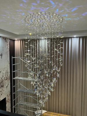 China Long Crystal Butterfly Duplex Building Villa Hotel Club Light Luxury Spiral Staircase Chandelier Accessories for sale
