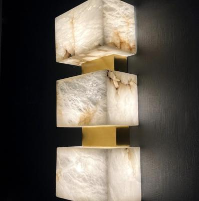 China Modern Marble Lamp Luxury Study LED Modern Living Room Hallway Staircase Bedroom Headboard Marble Wall Lamp for sale