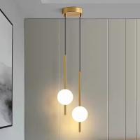 China All Copper Natural Marble Chandelier Spain Light Luxury Simple Creative Bar Restaurant Bedroom Bedside Lift Small Chandelier for sale